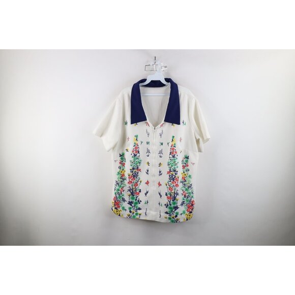 Vintage | Tops | Vtg 7s Mid Century Modern Mcm Womens 3xl Flower Knit ...
